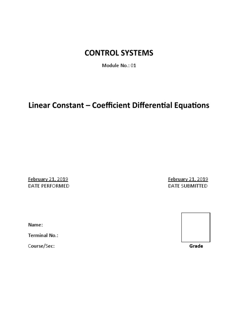 Control Systems: Module No.: 01 | PDF | Rates | Algebra