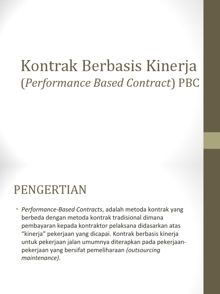 Performance Base Contract PBC | PDF