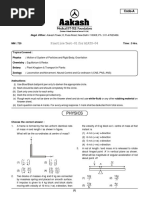 Aakash PT 1 QUESTION PAPER | PDF | Epithelium | Force