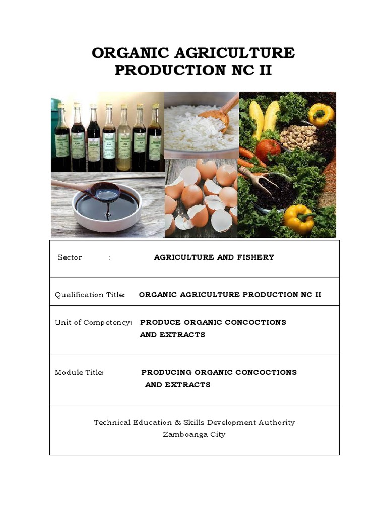Organic Agriculture Production NC Ii: Sector: Agriculture and Fishery ...