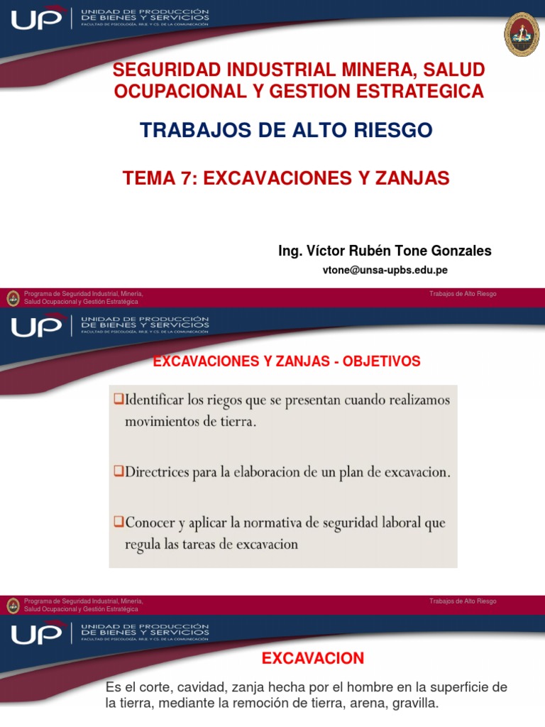 Tema 7-Excavaciones y Zanjas | PDF | Minería | Seguridad y salud ...