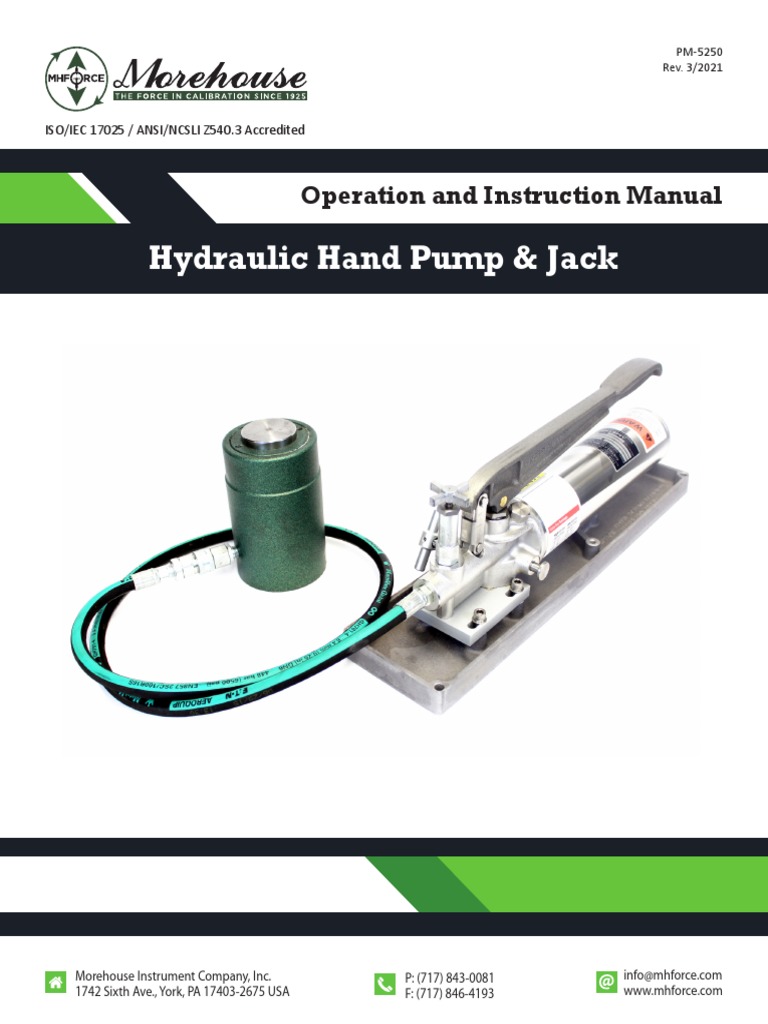 Hydraulic Hand Pump and Jack Manual PM-5250 | PDF | Pump | Piston