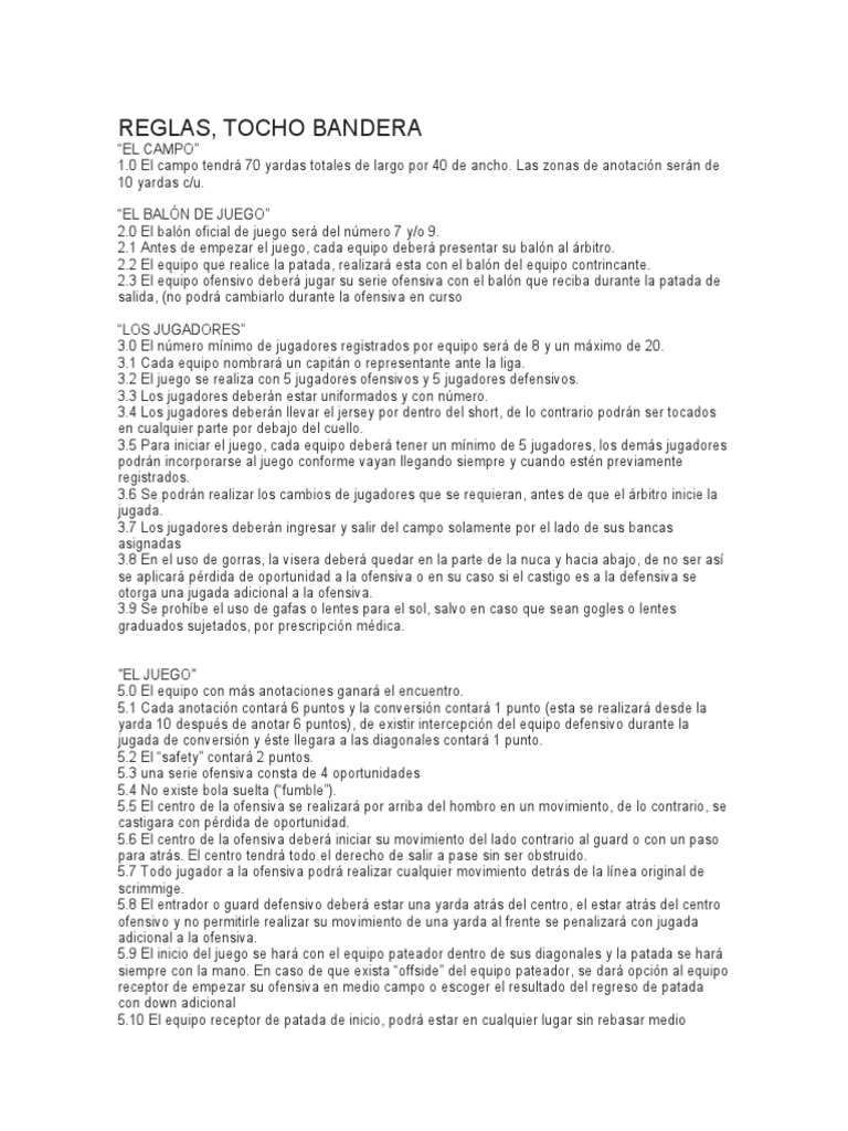 Reglas Del Tochito Bandera | PDF | Deportes | Deportes de equipo