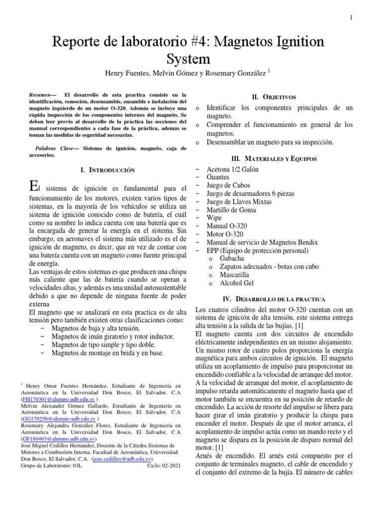 P4 - Magnetos Ignition System | PDF | Inductor | Corriente eléctrica