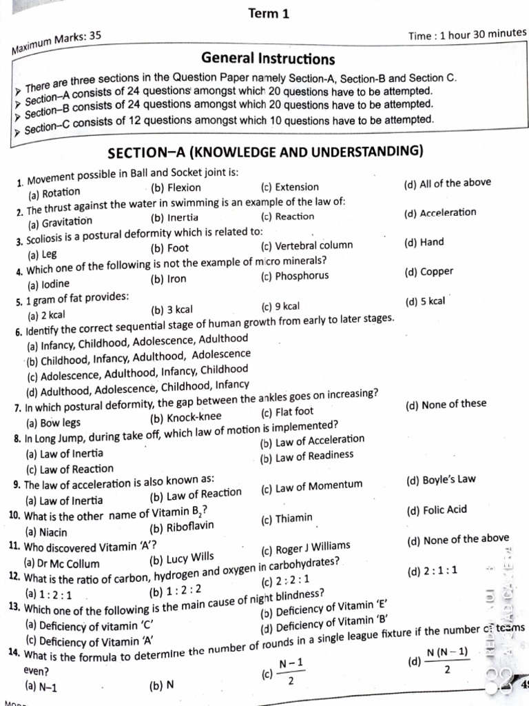 Physical Education Practice Set 2 | PDF | Anatomical Terms Of Motion ...