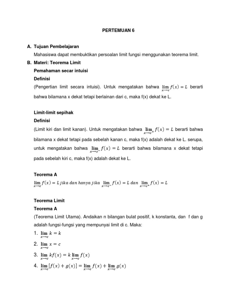 Modul Kalkulus Pertemuan 6 | PDF