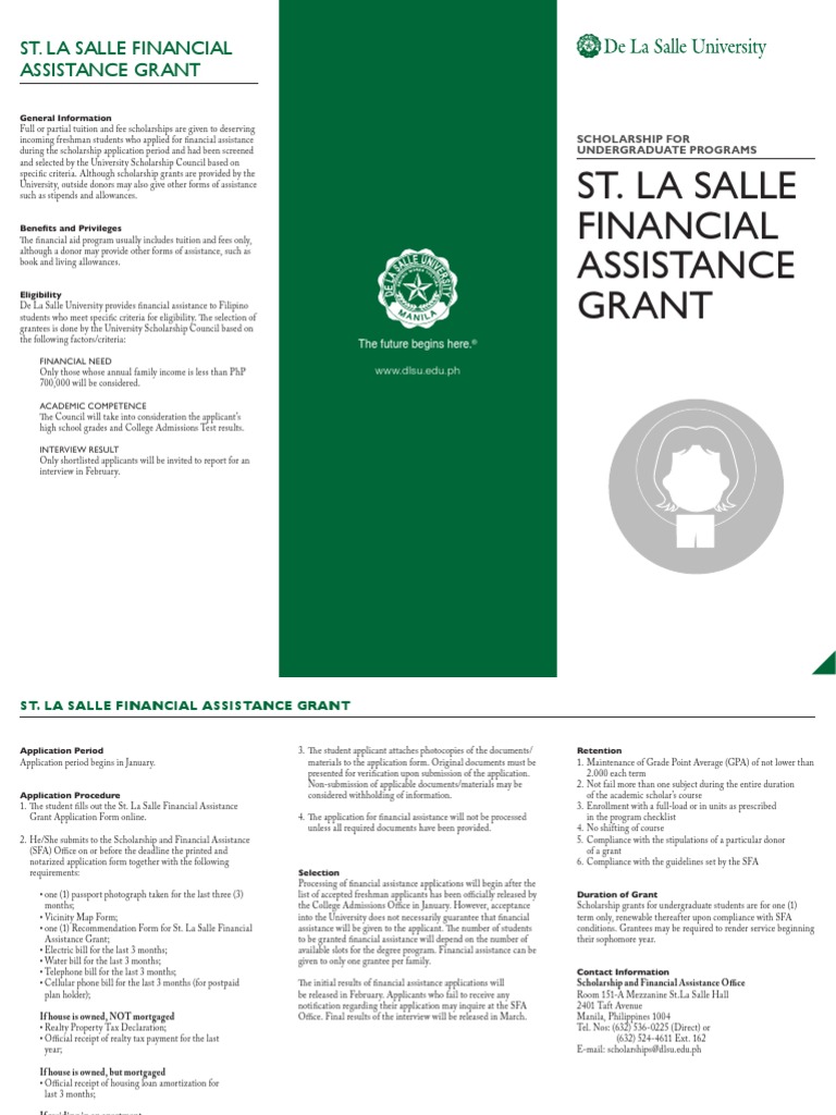 St. La Salle Financial Assistance Grant | PDF | University And College ...
