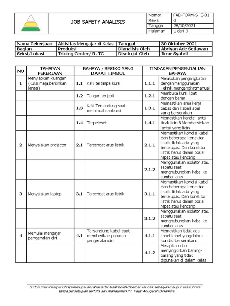 Job Safety Analisis | PDF