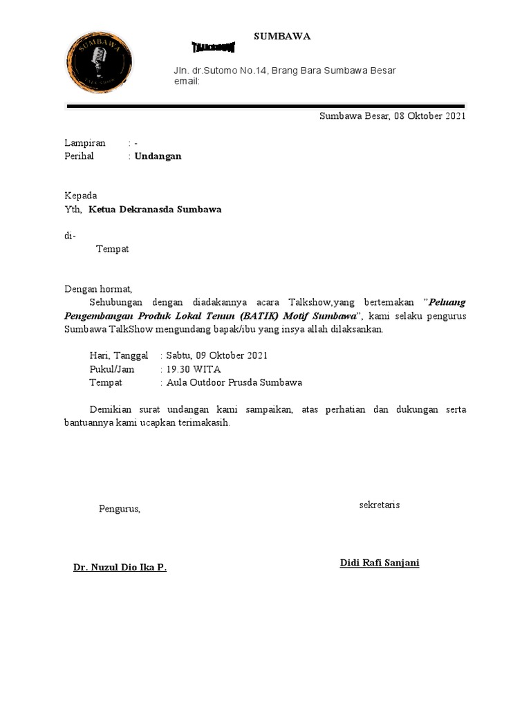 Undangan Talkshow (1) - 1 | PDF