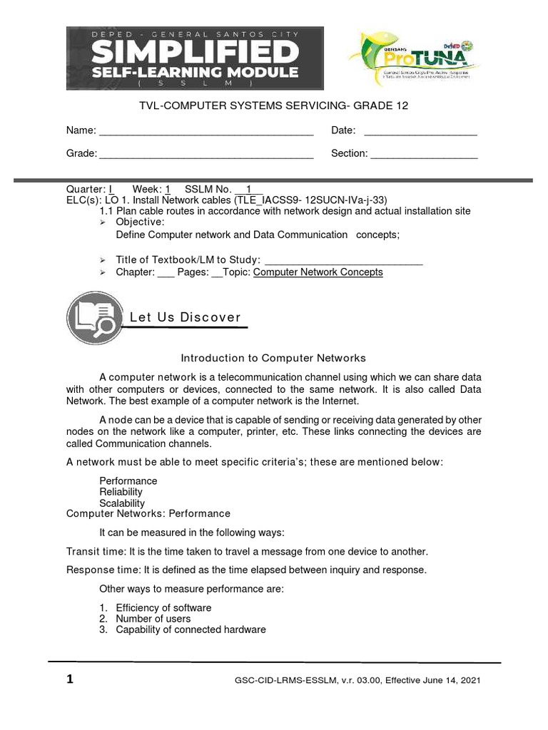 Tvl-Computer Systems Servicing-Grade 12: Let Us Discover | PDF ...