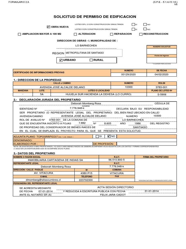 04 - Solicitud Permiso de Edificación | PDF