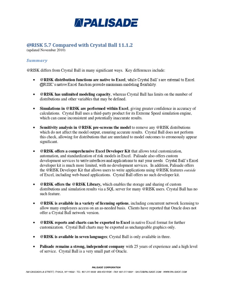 @RISK Compared With Crystal Ball 2010 | PDF | Microsoft Excel ...
