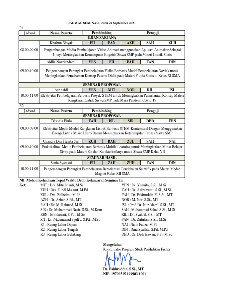 Jadwal Seminar Ganjil 29 September 2021 | PDF | Pengembangan Diri ...