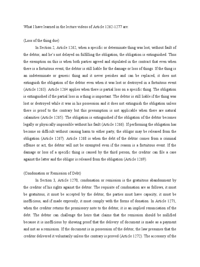 Article 1262-1290 | PDF | Law Of Obligations | Guarantee