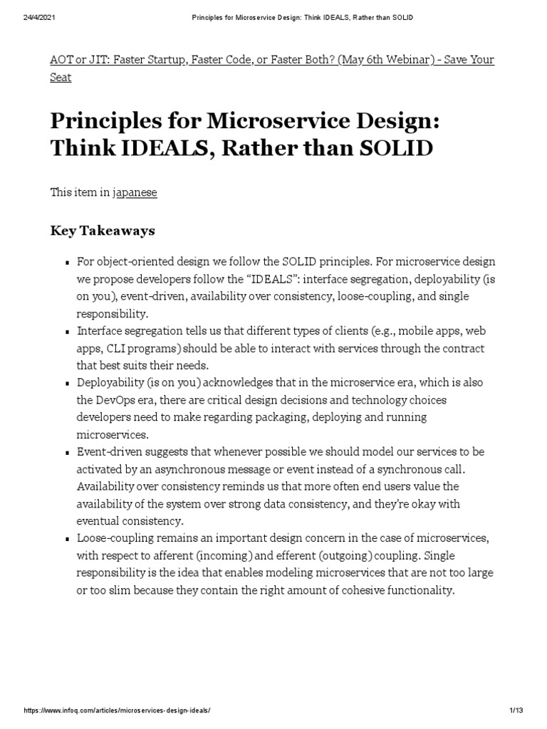 Principles For Microservice Design - Think IDEALS, Rather Than SOLID | PDF | Service Oriented ...