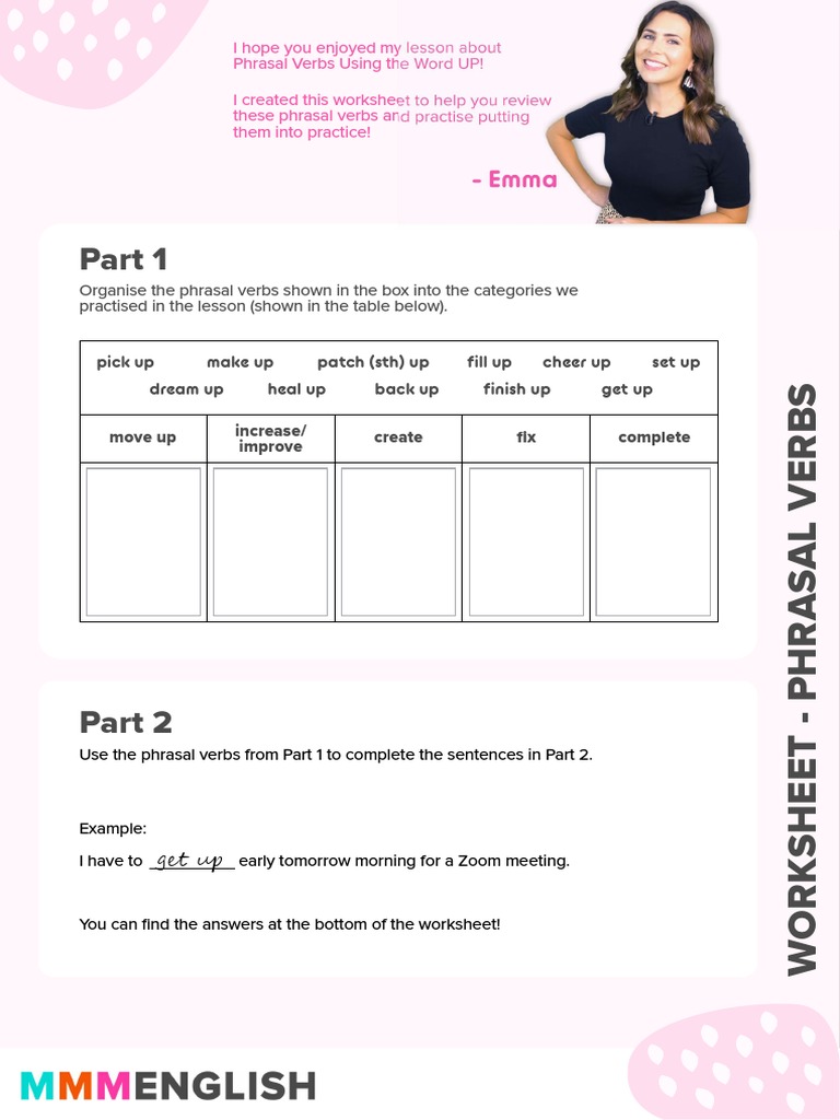 MmmEnglish Phrasal Verbs With UP Worksheet | PDF