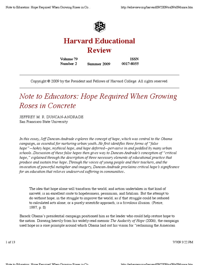 Hope Roses Duncan Andrade | PDF | Hope | Teachers