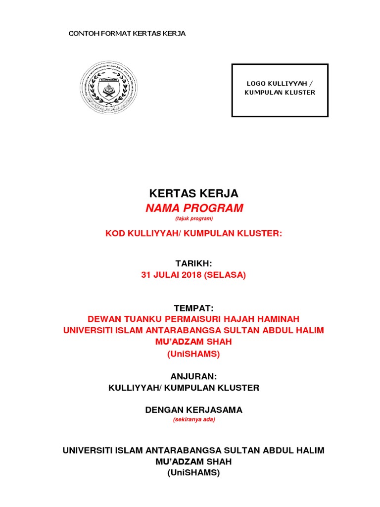 Contoh Format Kertas Kerja | PDF