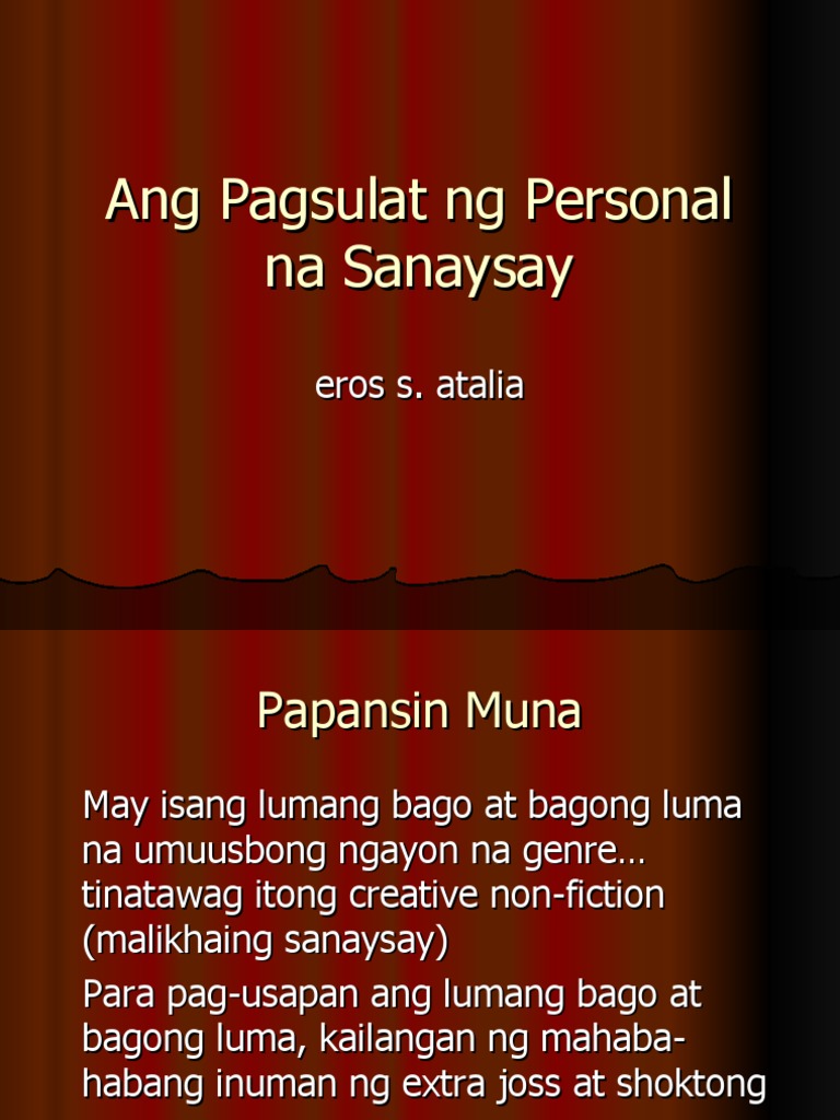 Ang Pagsulat NG Personal Na Sanaysay | PDF