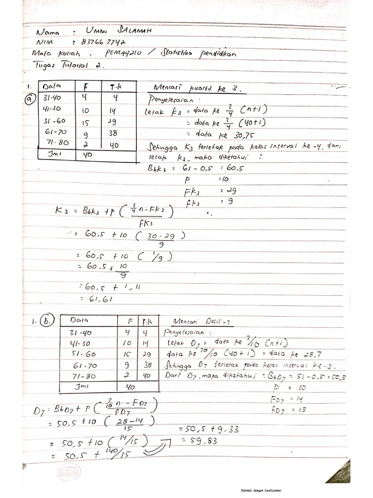 Tugas Tutorial 2 Statistika Pendidikan | PDF