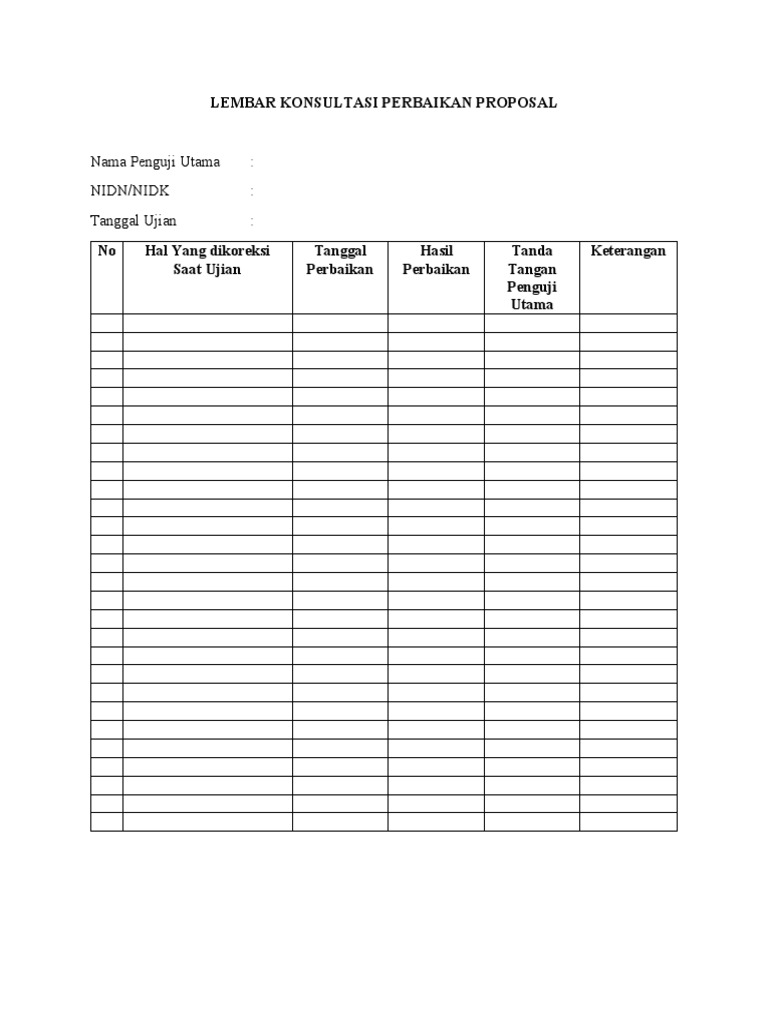 Lembar Konsultasi Perbaikan Proposal | PDF