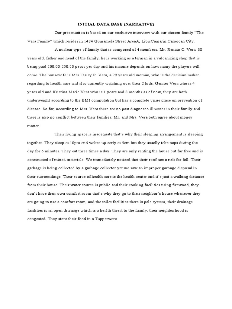 Initial Data Base (Narrative) | PDF | Nursing | Health Sciences