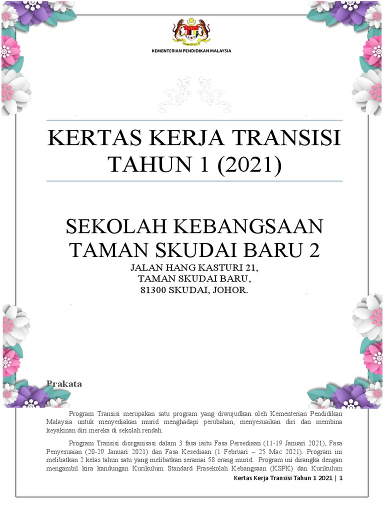 KERTAS KERJA TRANSISI TAHUN 1 2021 Latest | PDF