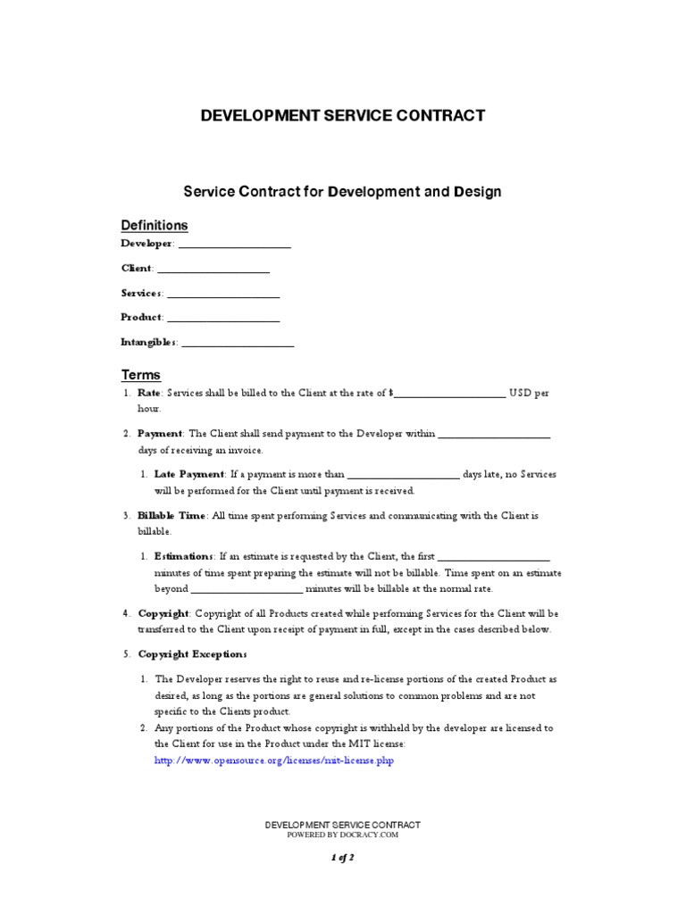 Development Service Contract | PDF | Copyright | Payments
