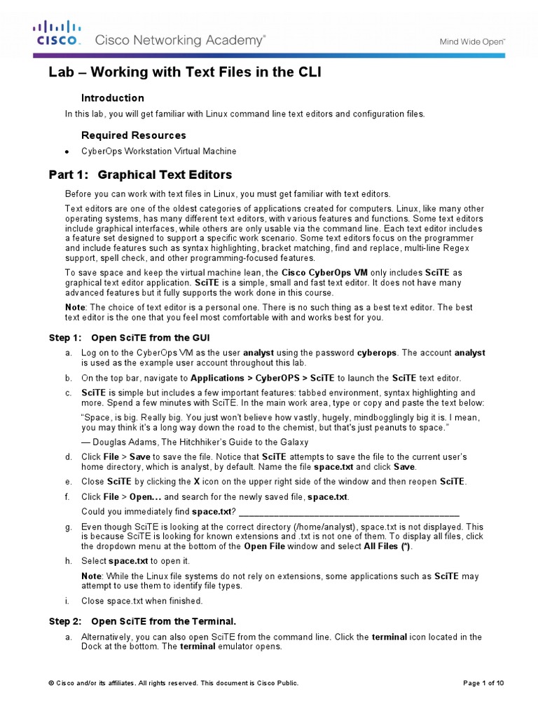 3.1.2.6 Lab - Working With Text Files in The CLI | PDF | Command Line Interface | Graphical User ...