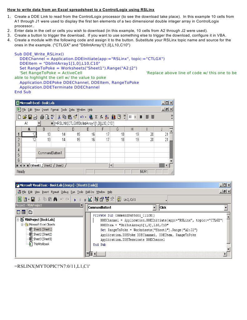 How To Write Data From An Excel Spreadsheet To A ControlLogix Using RSLinx | PDF