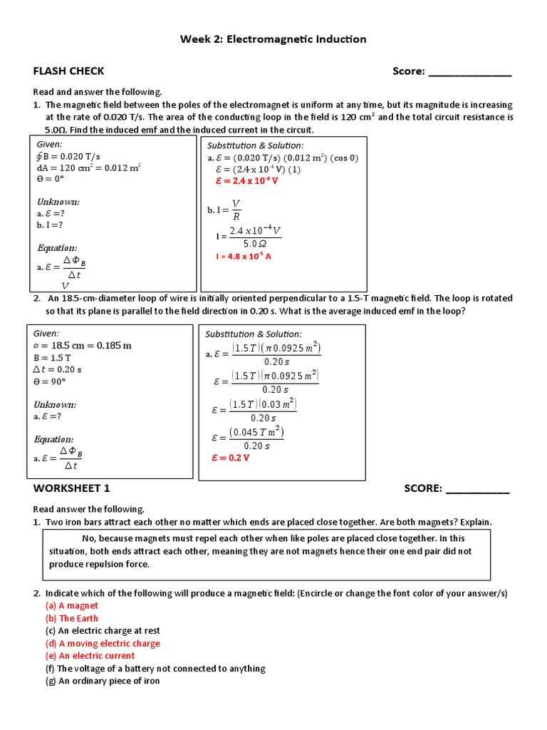 Week 2 - Electromagnetic Induction | PDF | Electromagnetic Induction ...