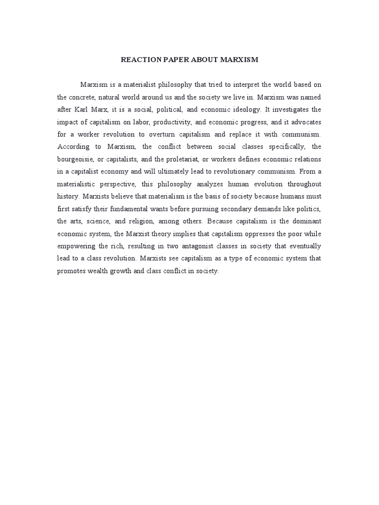Reaction Paper About Marxism | PDF | Marxism | Psychoanalysis
