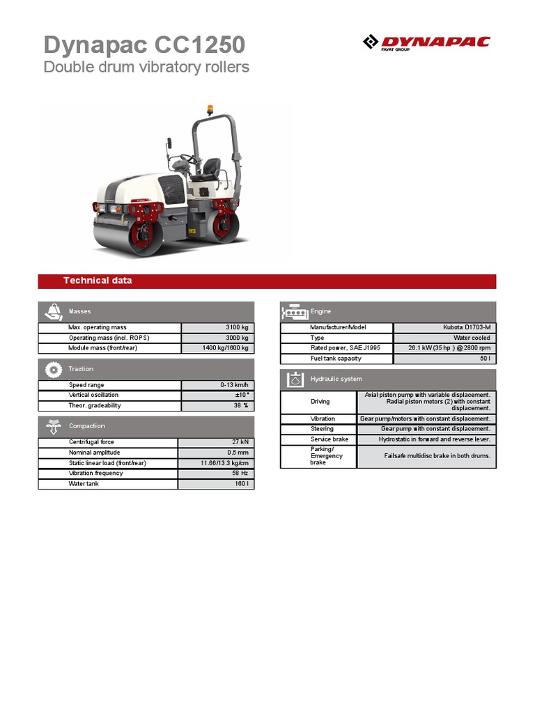 Dynapac cc1250 | PDF | Pump | Horsepower