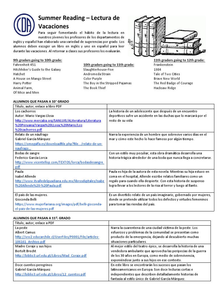 Lecturas de Verano para Estudiantes | PDF