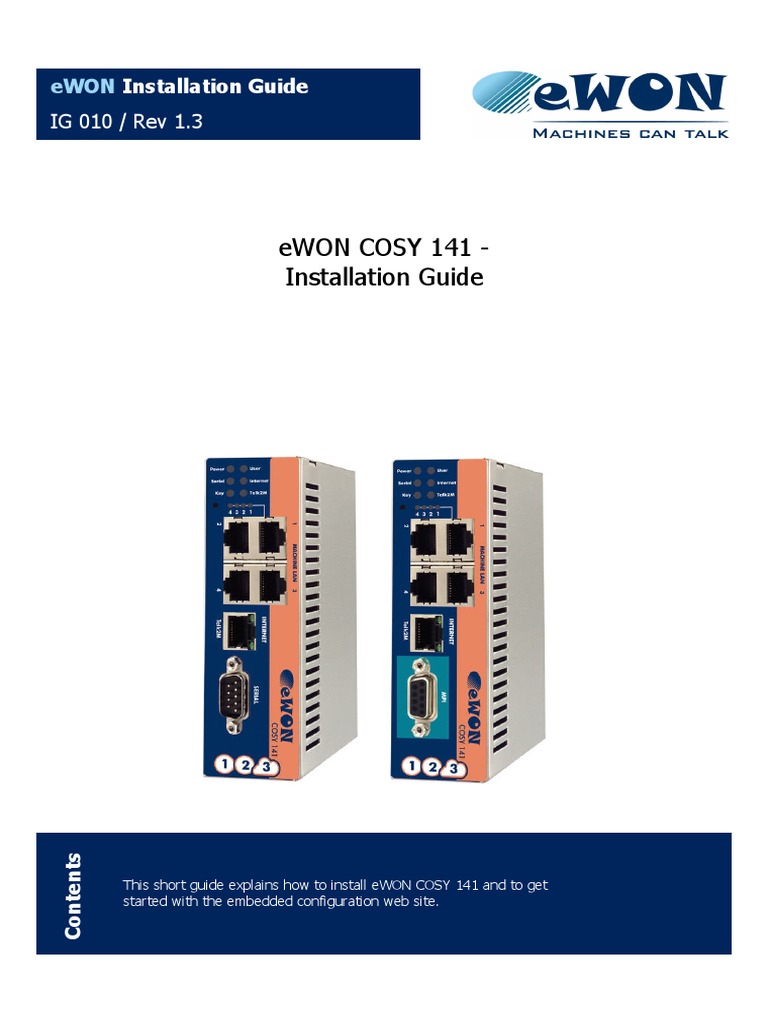 eWON COSY 141 - Installation Guide | PDF | Ip Address | Computer Network