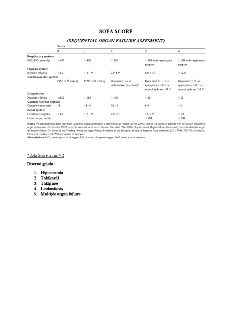 Sofa Score | PDF