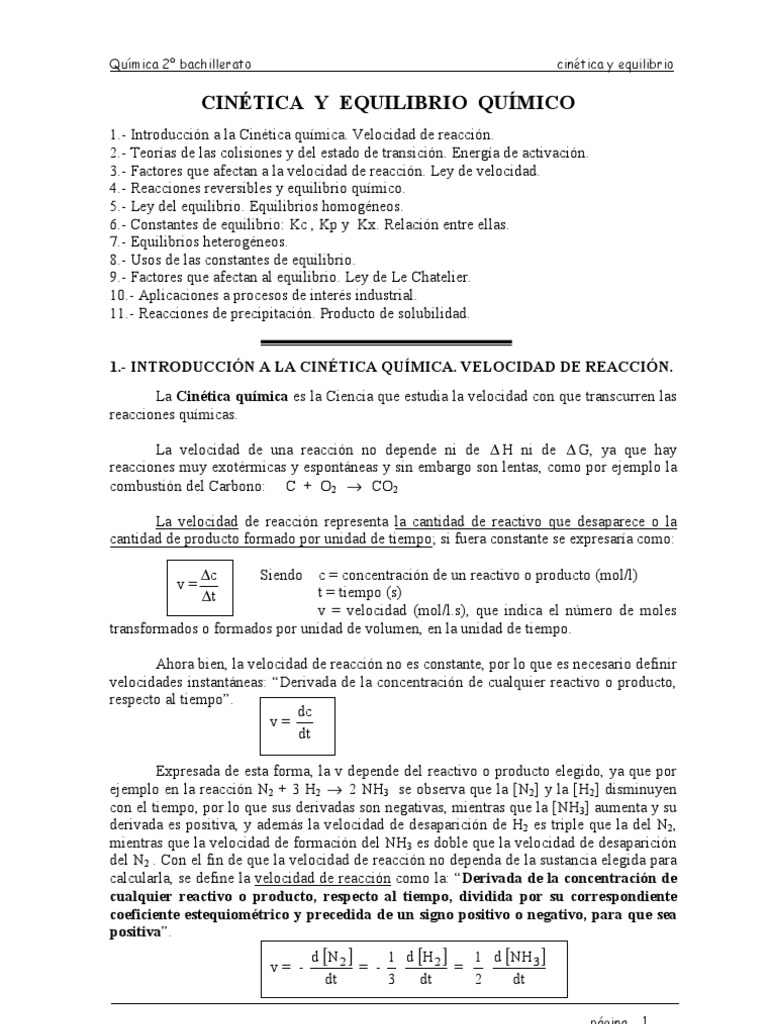 Cinetica y Equilibrio | PDF | Equilibrio químico | Solubilidad
