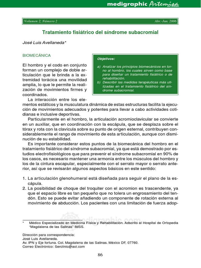 Tratamiento del síndrome subacromial | PDF | Hombro | Dolor