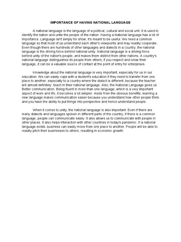 Importance of a National Language | PDF