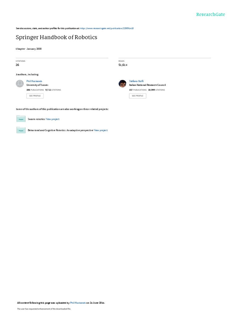 Springer Handbook of Robotics: January 2008 | PDF | Robot | Robotics