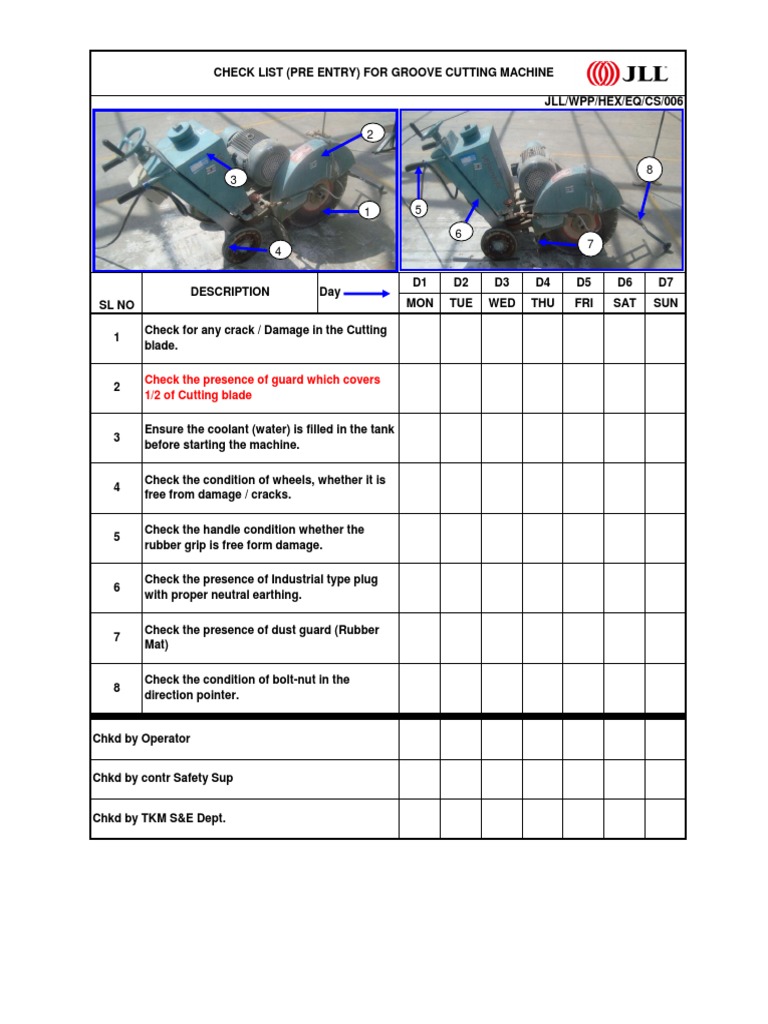 08 - Groove - Cutting - Machine Checklist | PDF