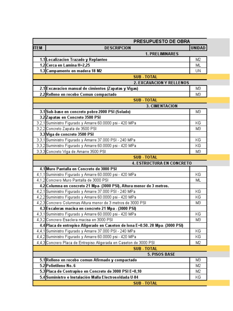 Ejemplo Presupuesto Edificio Presupuesto | PDF