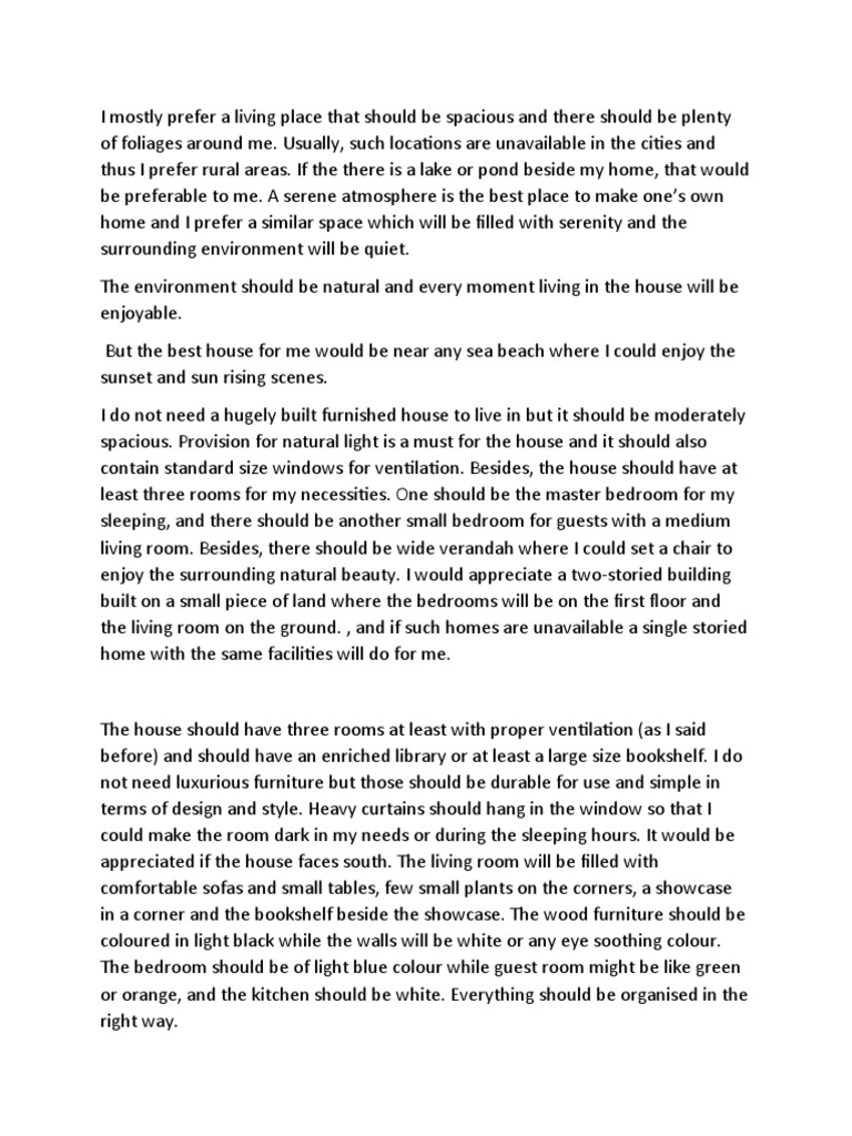Describe A Perfect Place To Live | PDF | Bedroom | Home