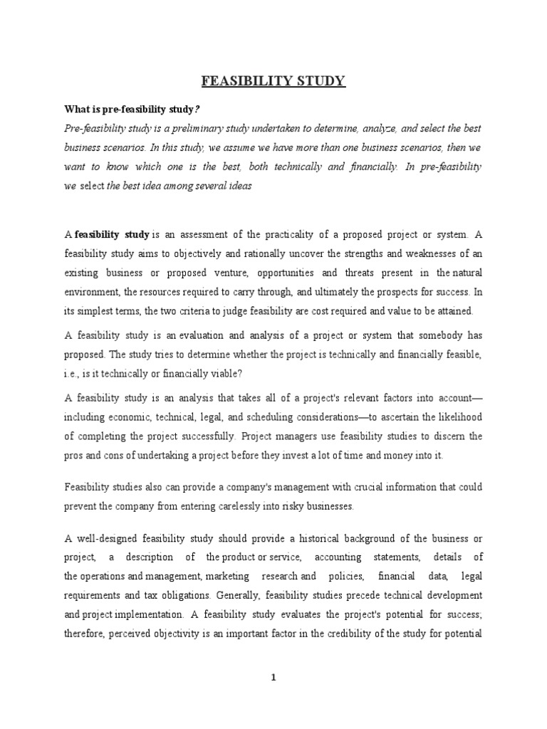 Feasibility Study 1 | PDF | Feasibility Study | Needs Assessment