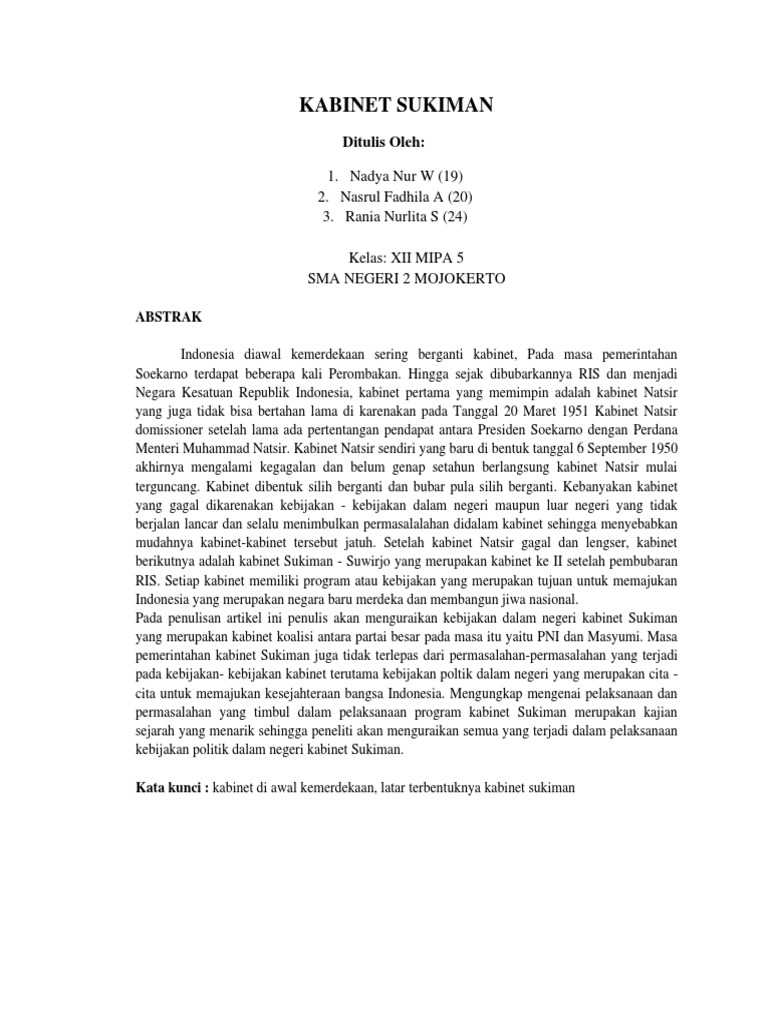 KABINET SUKIMAN-dikonversi | PDF