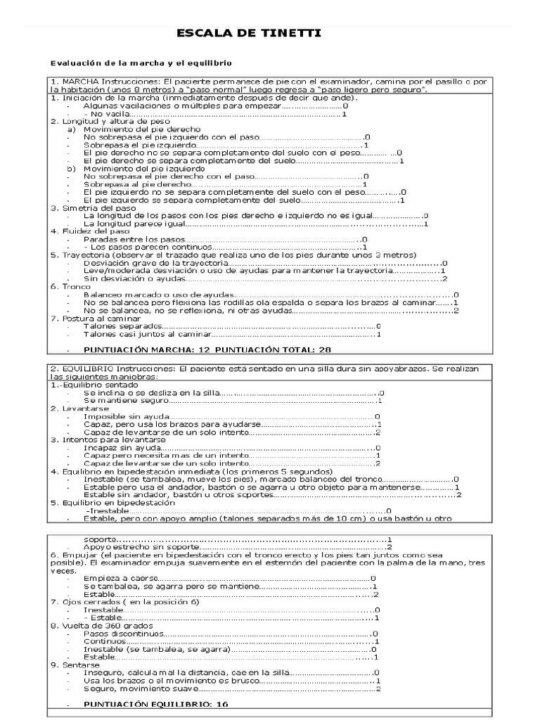 Escala de Tinetti | PDF