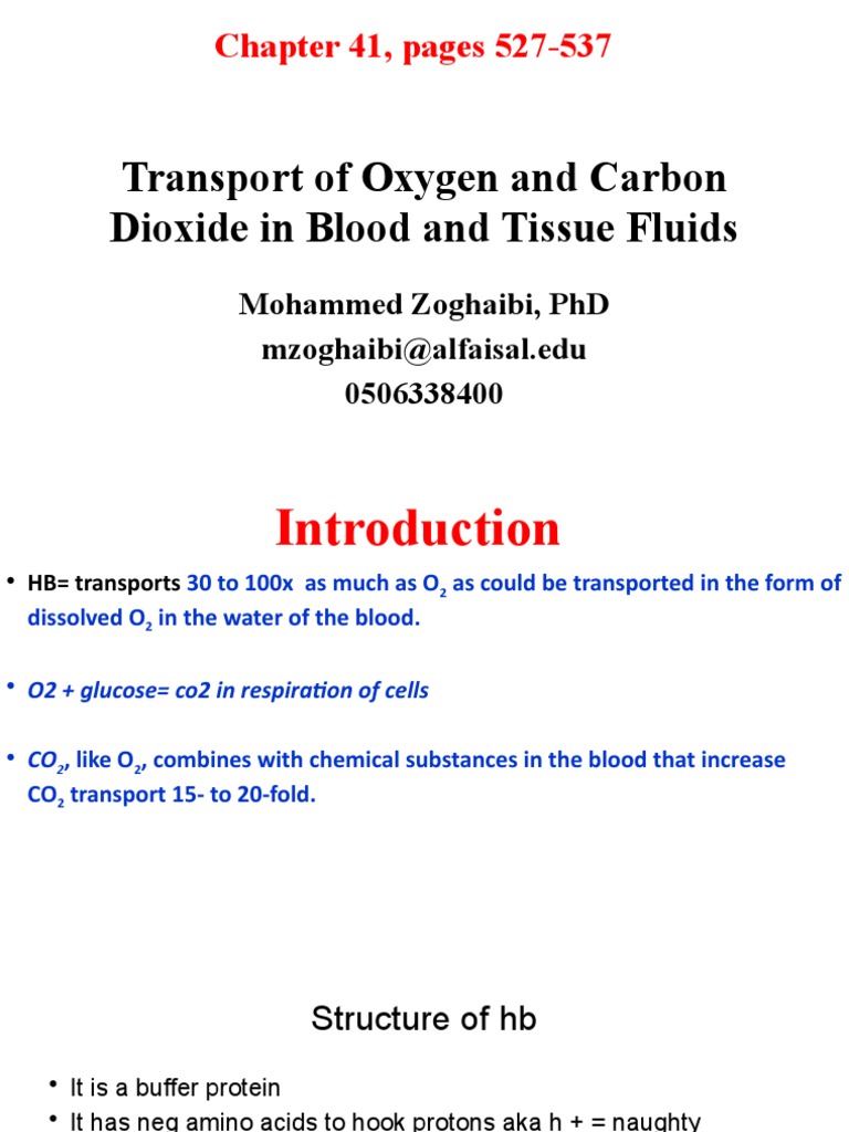 Chapter 41, Pages 527-537: Transport of Oxygen and Carbon Dioxide in ...