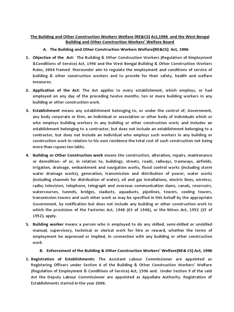 Building Other Construction Workers | PDF | Welfare | Employment