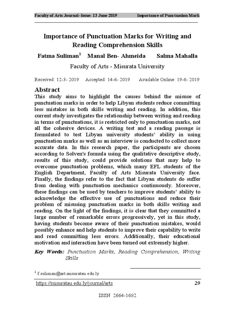 Importance of Punctuation Marks For Writing and Reading Comprehension ...