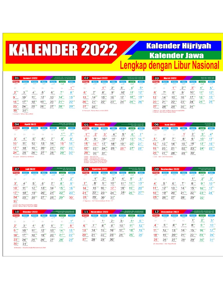 Kalender 2022 Hari Libur Nasional Lengkap | PDF
